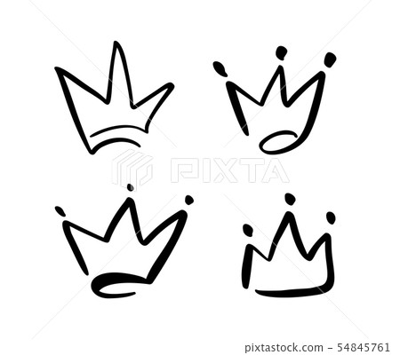 Set of hand drawn symbol of a stylized crown.... - Stock Illustration ...