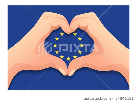 Europe EU flag and hand heart shape - Stock Illustration [54846191] - PIXTA
