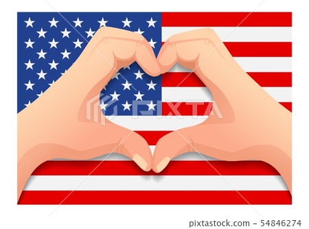 United States flag and hand heart shape - Stock Illustration [54846274 ...