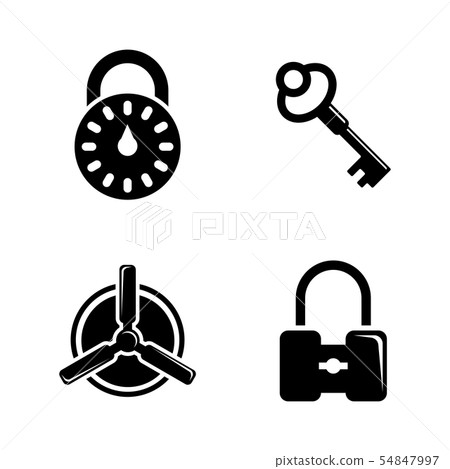 Keys and lock. Simple Related Vector Icons - Stock Illustration ...