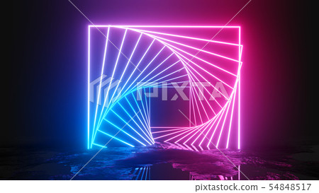 Glowing neon rectangles on dark background - Stock Illustration ...