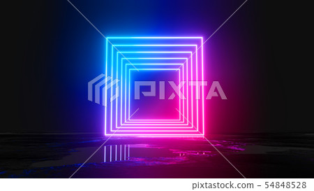 Glowing neon rectangles on dark background - Stock Illustration ...