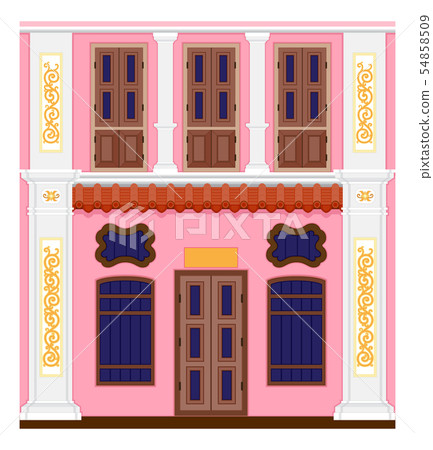 A classic house, vector, illustration - Stock Illustration [54858509 ...