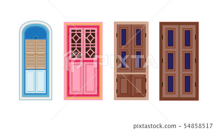 A classic doors, window set. vector, illustration - Stock Illustration ...