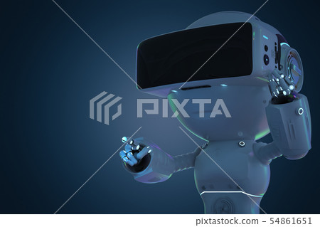 mini robot with vr headset - Stock Illustration [54861651] - PIXTA