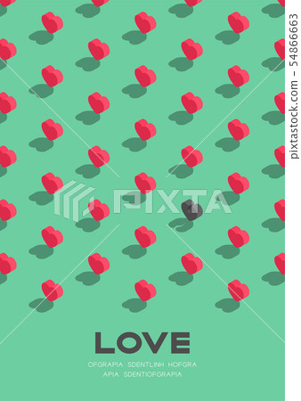 Heart love symbol 3D isometric pattern, - Stock Illustration [54866663 ...