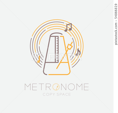 Metronome, music note with line staff circle shape - Stock Illustration ...