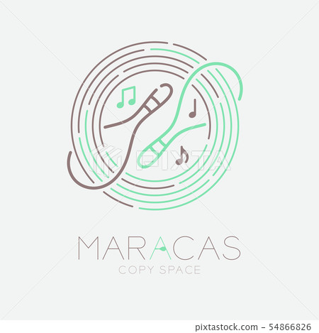 Maracas, music note with line staff circle shape - Stock Illustration ...