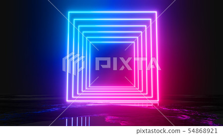 Glowing neon rectangles on dark background - Stock Illustration ...