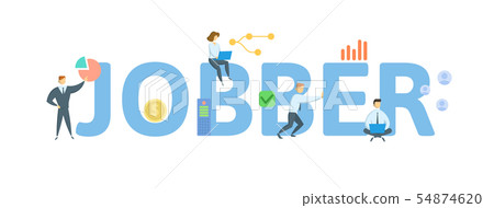 JOBBER. Concept with people, letters and icons.... - Stock Illustration ...