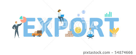 EXPORT. Concept with people, letters and icons.... - Stock Illustration ...