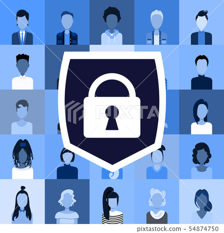 set different men women users avatars and... - Stock Illustration ...