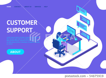 Customer Support Concept Landing Web Page... - Stock Illustration ...