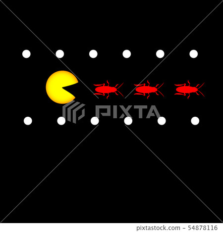Hungry pacman and cockroaches. Vector illustration - Stock Illustration ...