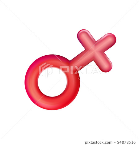 Gender female sign red icon, plastic realistic - Stock Illustration ...