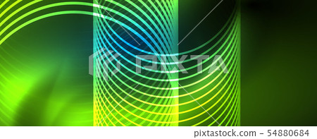 Trendy neon blue abstract design with waves and... - Stock Illustration ...