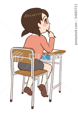 Classroom desk chair children looking forward - Stock Illustration ...