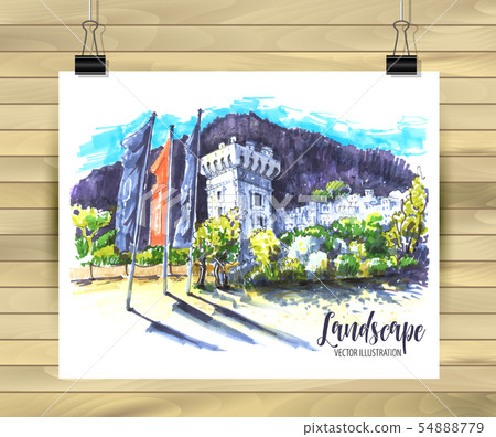 Hand drawn old City Sketch for your design,Drawn - Stock Illustration ...