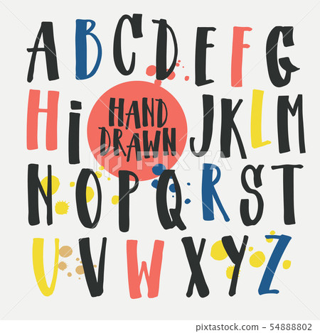 Vector alphabet. Hand drawn letters. Letters of - Stock Illustration ...