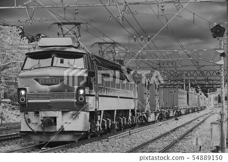 Container freight train EF66 type image - Stock Illustration [54889150 ...