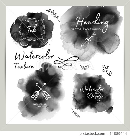 Set of dark gray black watercolor vector circle-插圖素材 [54889444] - PIXTA圖庫