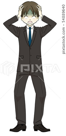 Suit-A pale man holding his head-Shock - Stock Illustration [54889640 ...