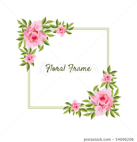 Flowers Square Frame Card Template with... - Stock Illustration ...