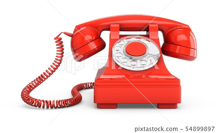 3D rendering red vintage phone isolated on white - Stock Illustration ...