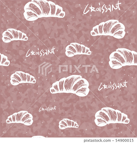 Sketch croissant doodles on pastel background... - Stock Illustration ...