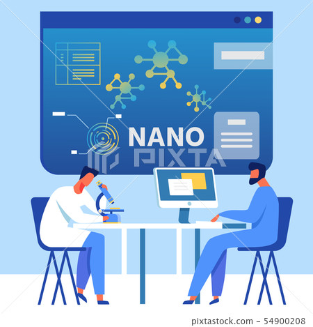 Cartoon Flat Male Team Works in Research Center - Stock Illustration ...