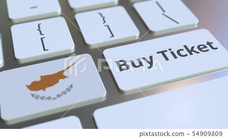 BUY TICKET text and flag of Cyprus on the... - Stock Illustration ...