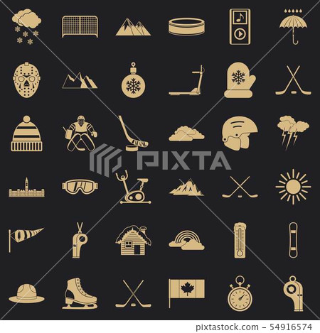 Winter protection icons set, simple style - Stock Illustration ...