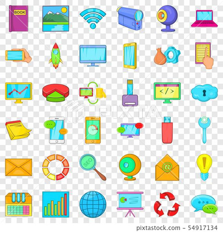 Computer data icons set, cartoon style - Stock Illustration [54917134 ...