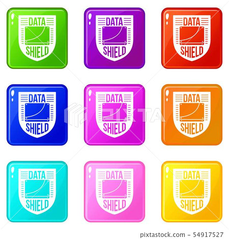 Data shield icons set 9 color collection - Stock Illustration [54917527 ...