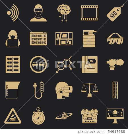 Gaining knowledge icons set, simple style - Stock Illustration ...