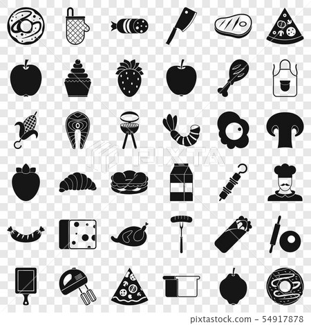 Delicious dish icons set, simple style - Stock Illustration [54917878 ...