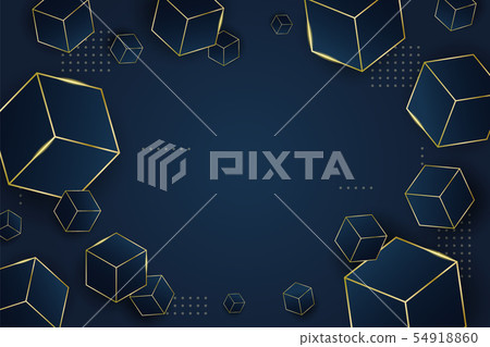 Abstract flying blue box on dark blue background. - Stock Illustration ...