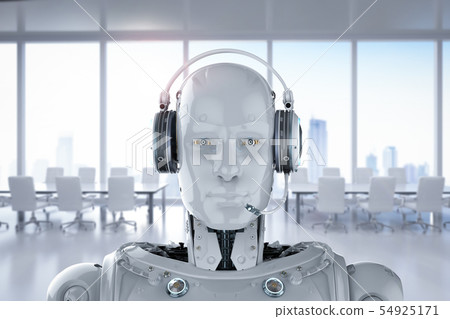 robot wear headset - Stock Illustration [54925171] - PIXTA