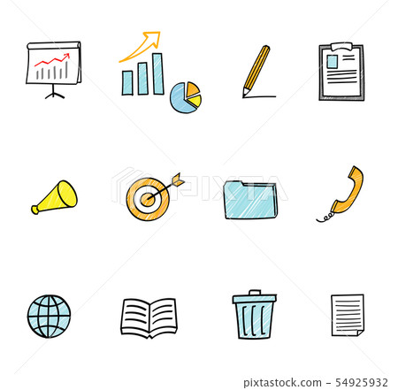 Business icon set hand drawn style - Stock Illustration [54925932] - PIXTA