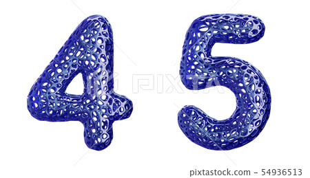 Number set 4, 5 made of blue plastic 3d rendering - Stock Illustration ...