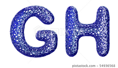 Realistic 3D letters set G, H made of blue... - Stock Illustration ...