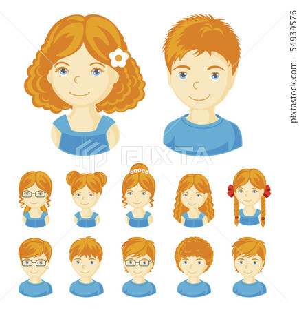 Set of children's faces. - Stock Illustration [54939576] - PIXTA