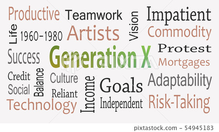Generation X word cloud concept with great terms s - Stock Illustration ...