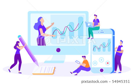 Watch Distance Learning on Different Devices. - Stock Illustration ...