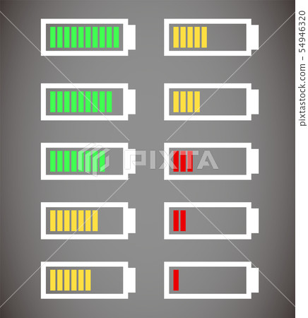 Battery Level Display Icon Illustration Set - Stock Illustration ...