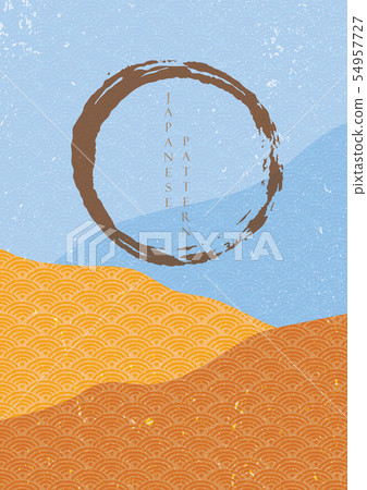 Hand drawn circle with Japanese wave pattern - Stock Illustration ...