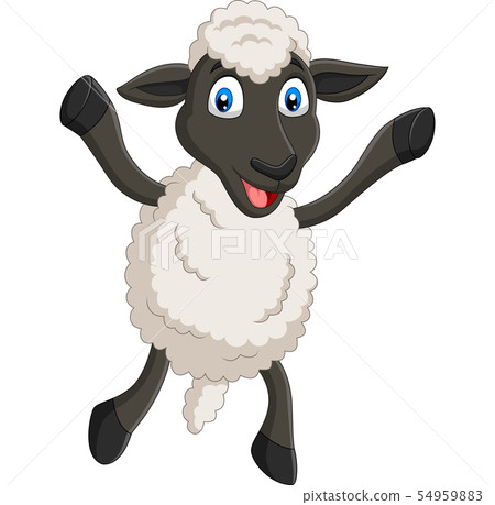Cartoon happy sheep posing isolated on white - Stock Illustration ...
