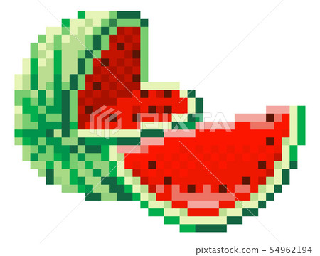Watermelon Pixel Art 8 Bit Video Game Fruit Icon - Stock Illustration ...