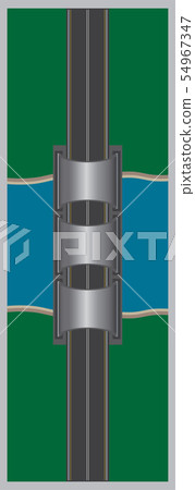 top view of road bridge over river vector - Stock Illustration ...