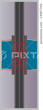 top view of road bridge over river vector - Stock Illustration ...